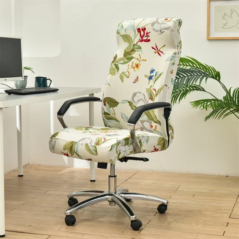Floral Prints Elastic Chair Cover Geometry Computer Chairs Slipcovers ...