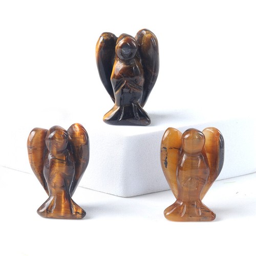 10pcs 1" Natural Tiger's Eye Stone Carved Guardian Angel Figurine Statu ...