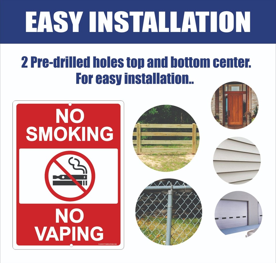 No Smoking No Vaping Sign | Metal | 9x12" | USA Made | eBay