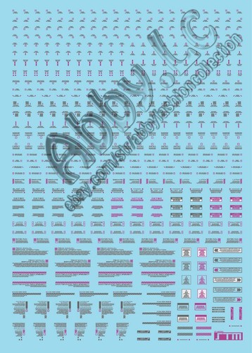 for MG 1/100 UV-Light Reactive Water Slide Decal Sticker Purple Gray ...