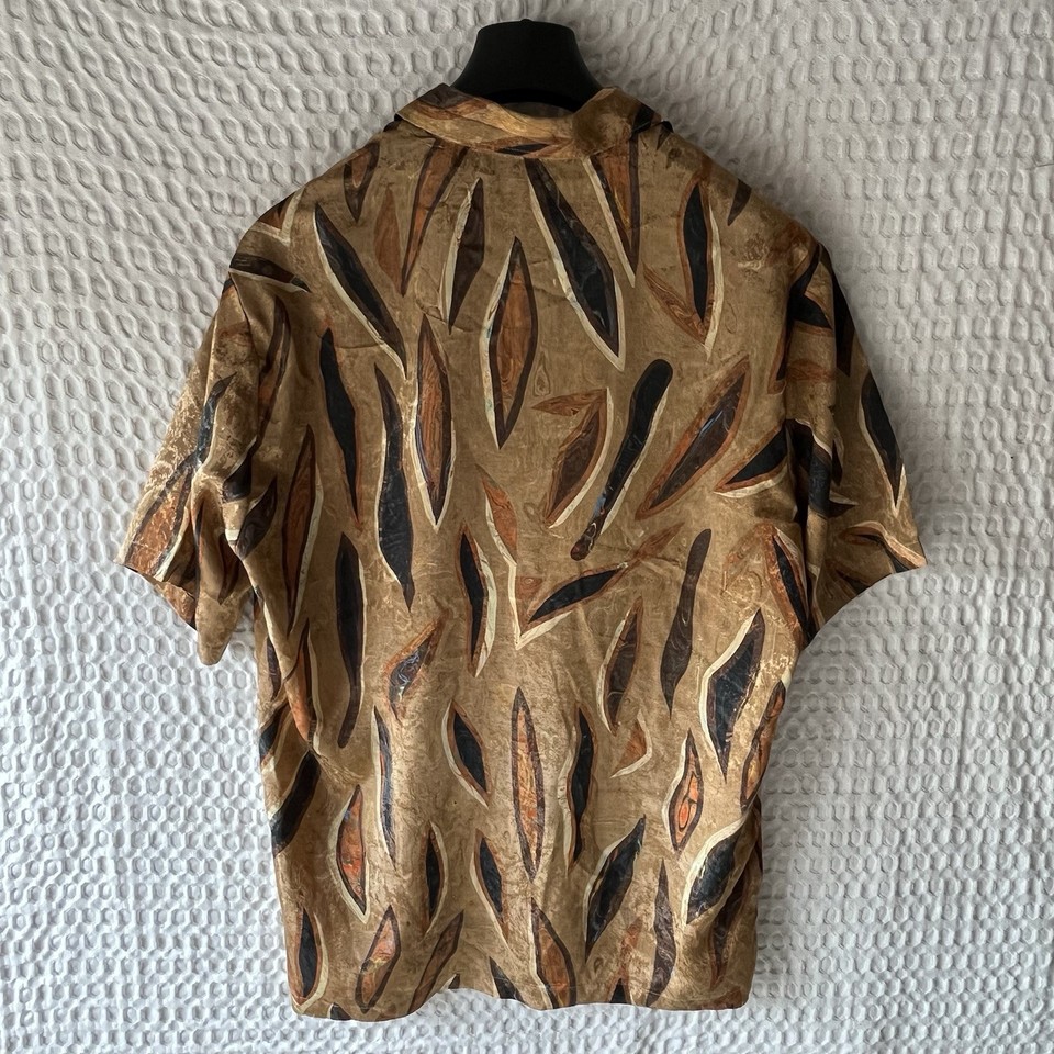 Alan Stuart Shirt Mens Button Short Sleeve Orange Size Large Vintage ...