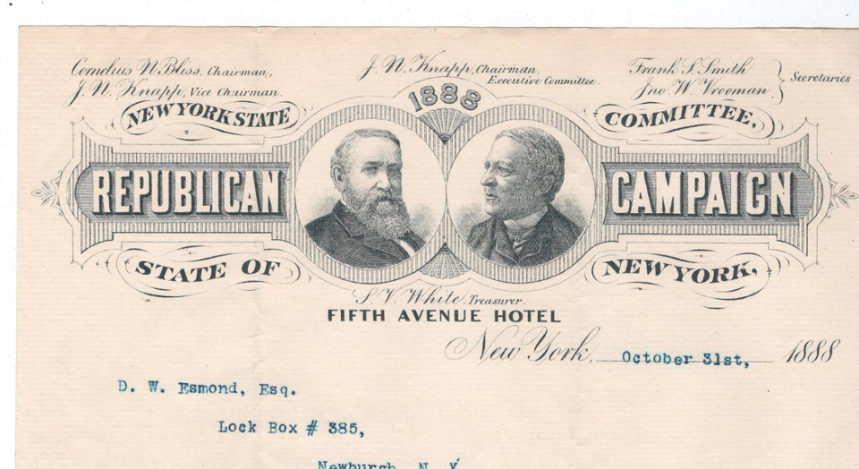 1888 New York letter - Illustrated letterhead - REPUBLICAN COMMITTEE ...