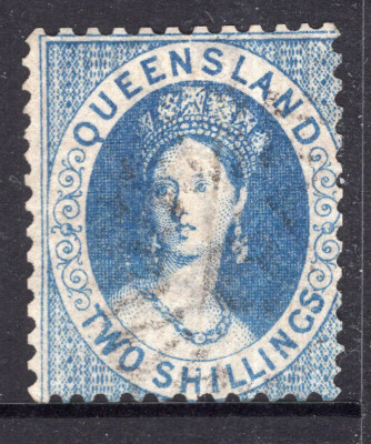 c.1880 Australia QLD Queensland 2/- Two Shillings Blue QV Chalon Head ...
