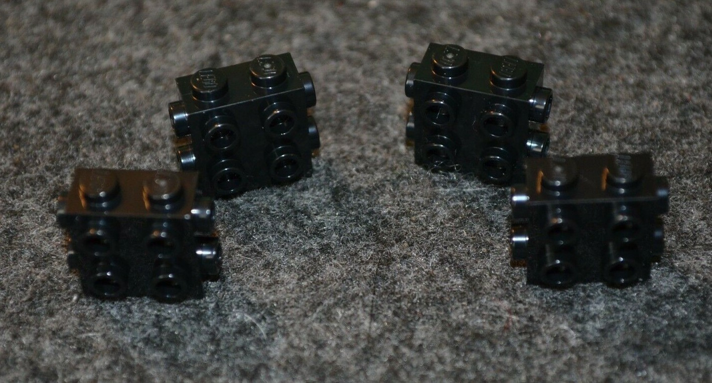 (4) 1x2x2 Black Brick w/ Nubs on Front / Top & Sides Bricks ~ New Lego ...