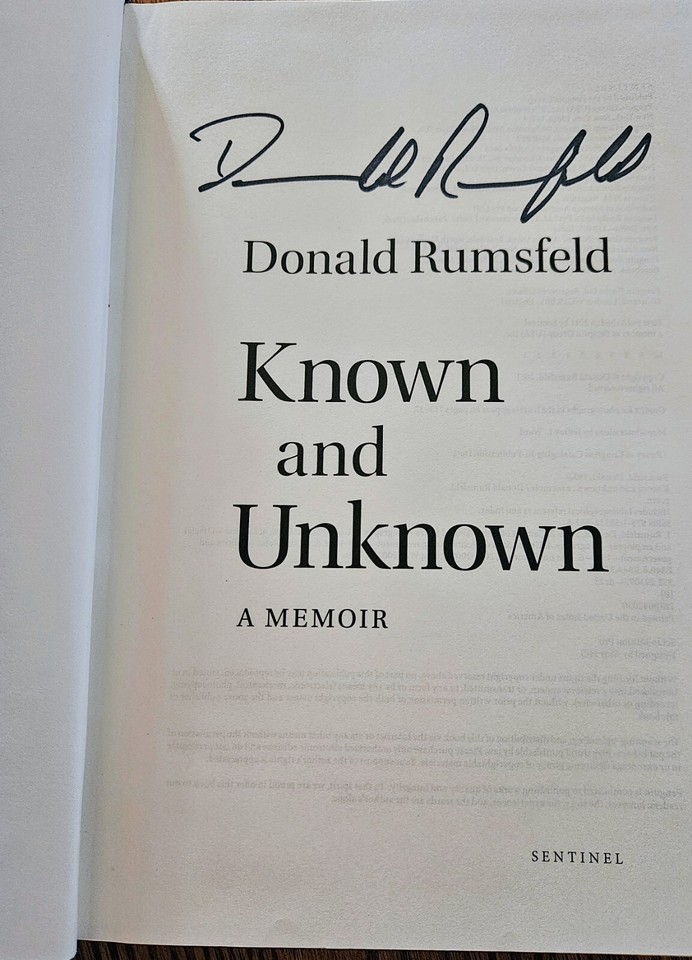 SIGNED Donald Rumsfeld Known and Unknown 1st / 1st Edition HCDJ 9/11 ...