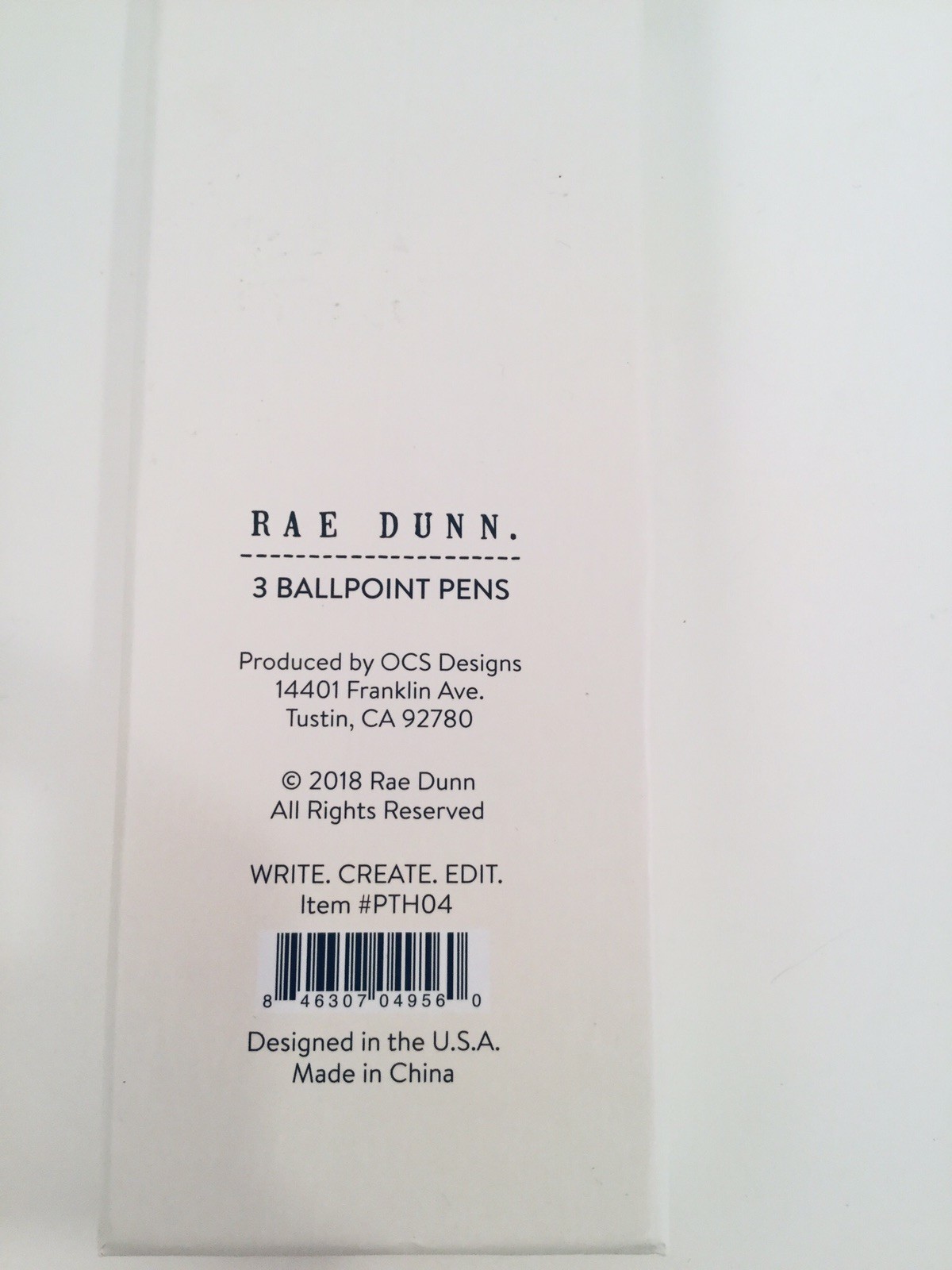 RAE DUNN Ballpoint Pen Set, Write- Create- Edit- Metal, 3 Pens Black ...