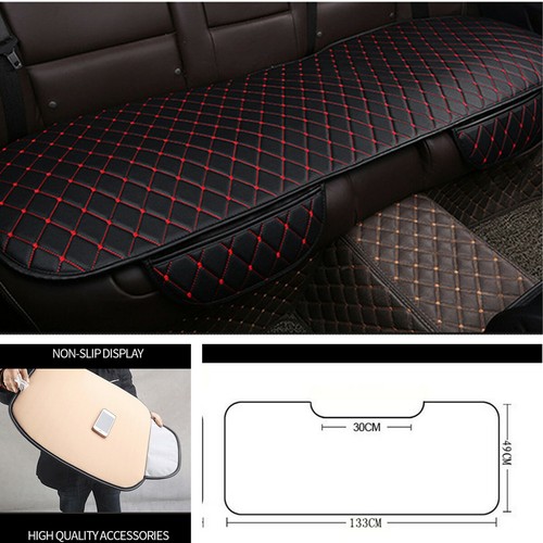 Black Red Car Seat Cover Breathable PU Leather Mat for Rear Back Seat ...