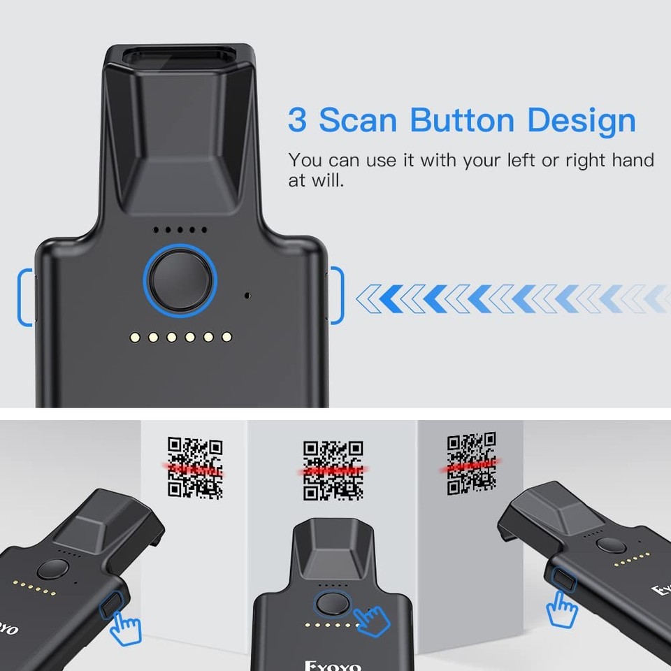 Upgraded QR Code Scanner Bluetooth Android Barcode Scanner, Portable ...