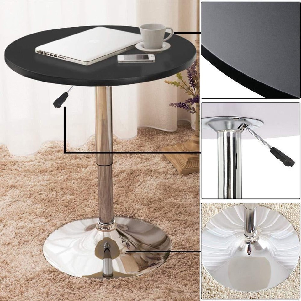 Adjustable Round Pub Bar Table Swivel Wood Top Chrome Base Bistro ...