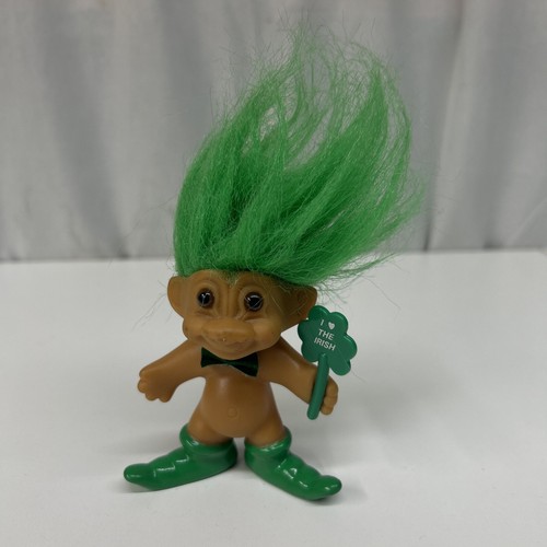 Russ I Love The Irish 3" Troll Doll Shamrock Sign Green hair 90’s St ...