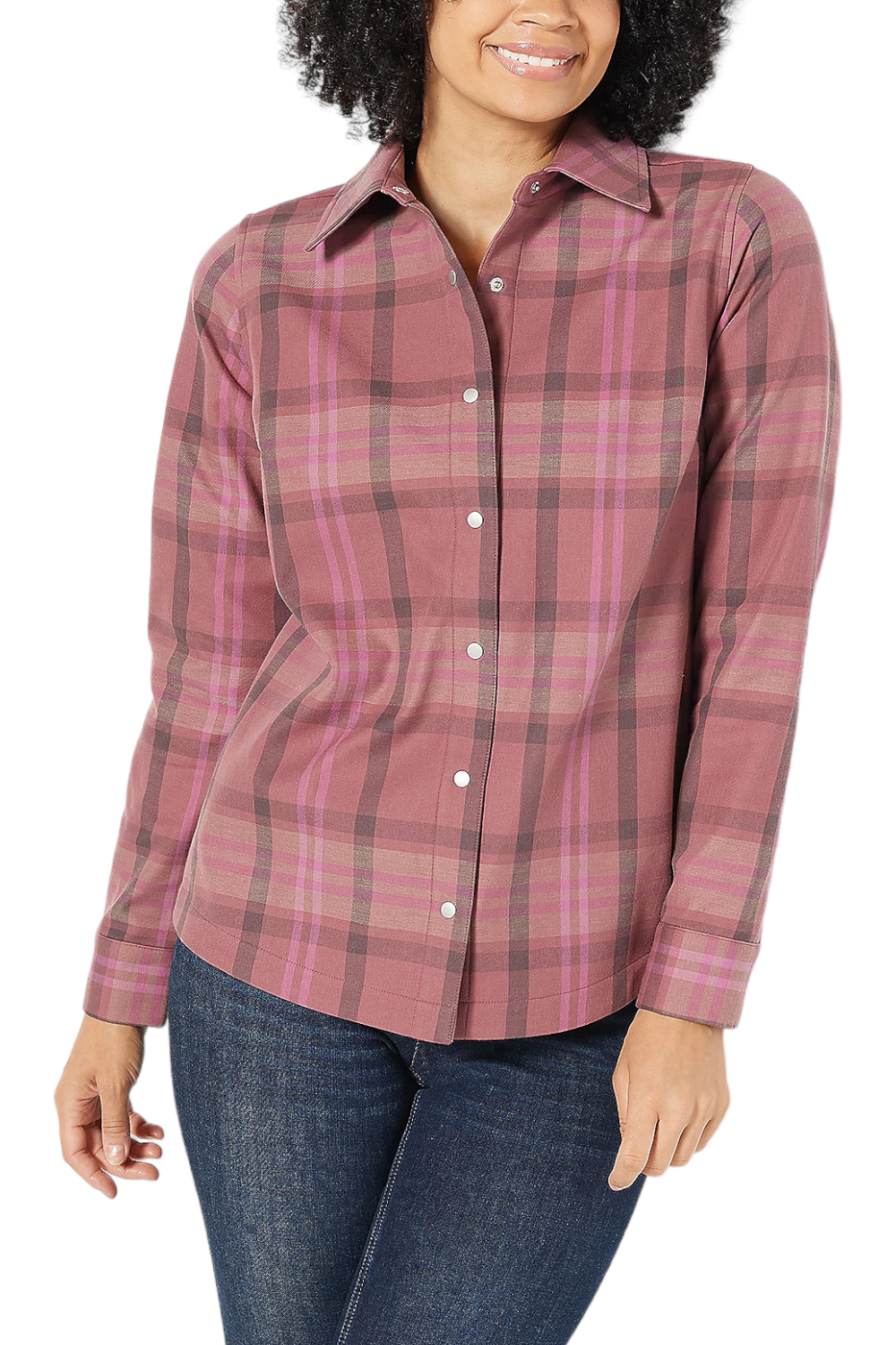 Denim & Co. Plaid Flannel Bonded to Fleece Shacket Rose Brown | eBay