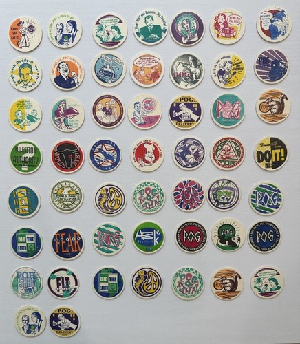 Lot of 51 Vintage Official World Pog Federation Milk Caps Pogs Tazos ...