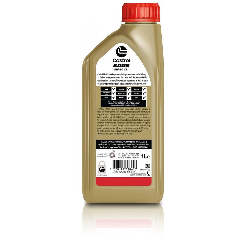 9X 1 LITRE CASTROL EDGE FLUID TITANIUM 5W-30 C3 HUILE DE MOTEUR POUR ...