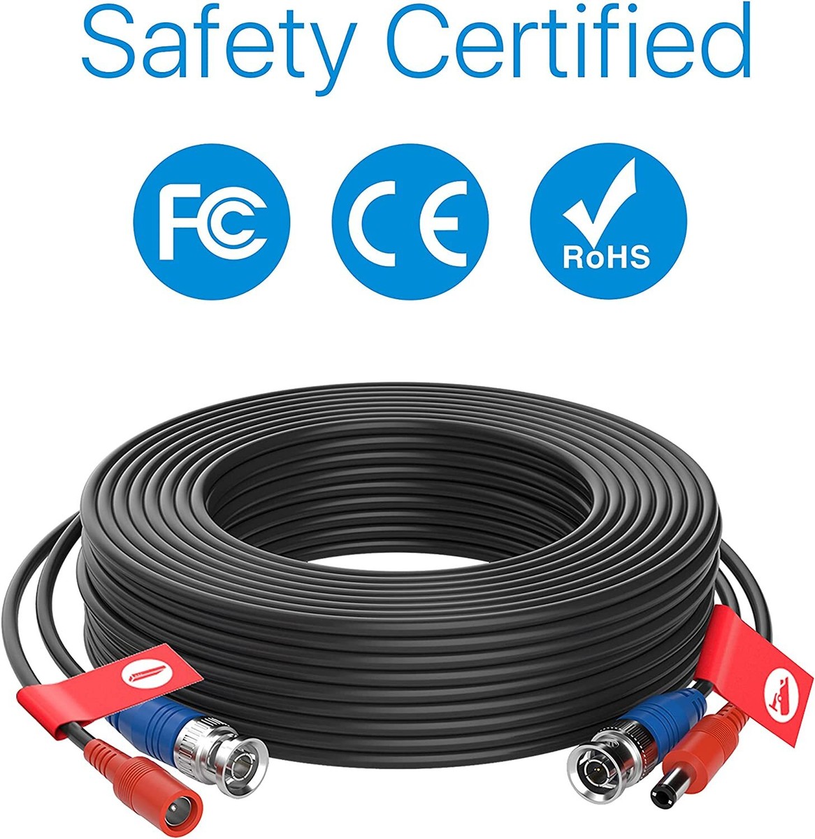 150ft BNC Power Video Cable ZOSI – CCTV Camera Security System Wire ...