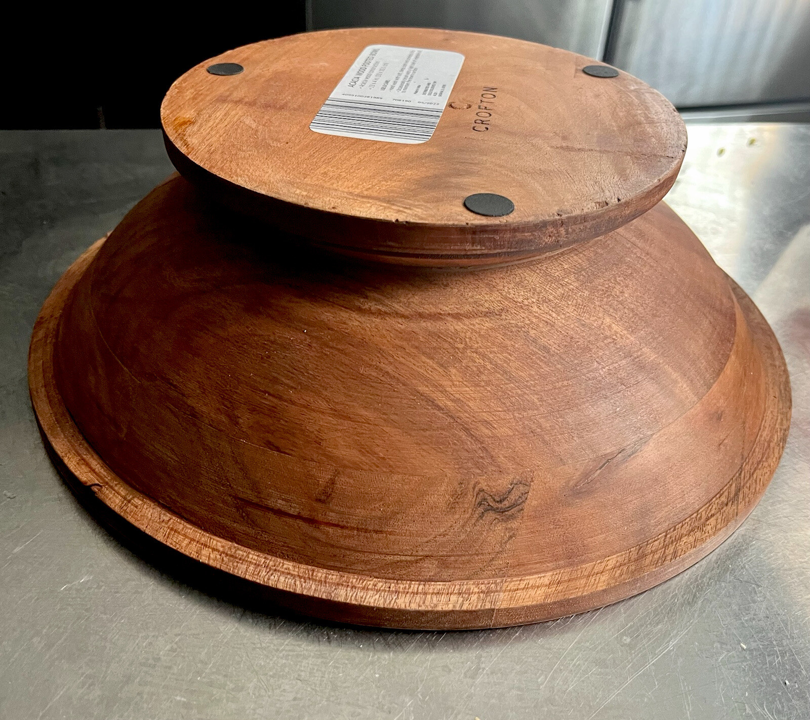 CROFTON ACACIA WOOD FOOTED BOWL FRUIT/DECOR/SALAD HANDMADE IN INDIA 13 ...