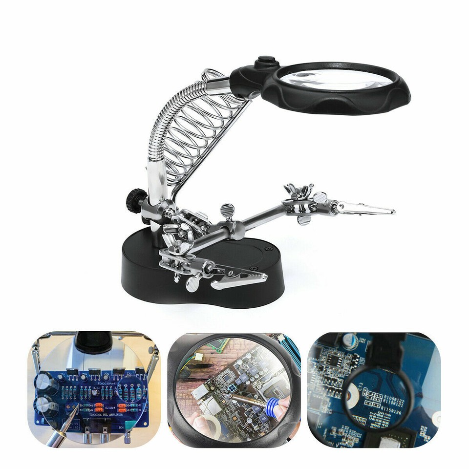 Third Hand Soldering Solder Iron Stand Holder Magnifier Helping Station ...