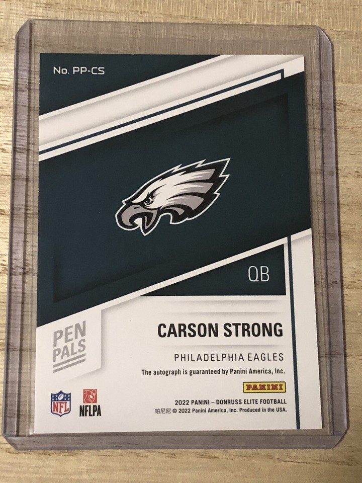 Carson Strong 2022 Elite Pen Pals #PP-CS Black Ink Philadelphia Eagles ...