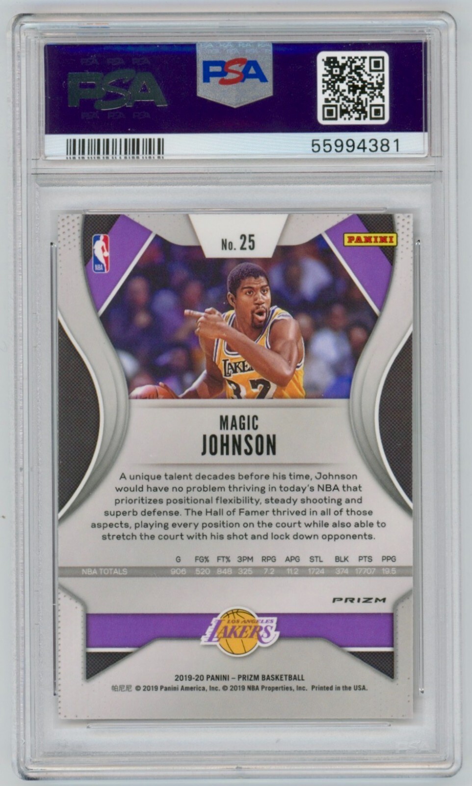 2019-20 Panini Prizm - Magic Johnson #25 Ruby Wave Prizm for sale ...