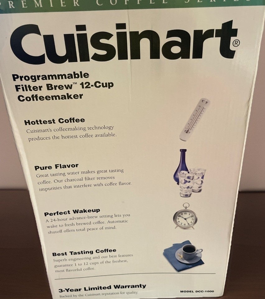 Cuisinart Filter Brew Programmable Coffee Maker Model: DCC-1000- White ...