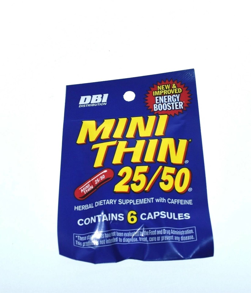 MINI THIN 25/50 Herbal Dietary Supplement w/ Caffeine – 24 Packets (144 ...