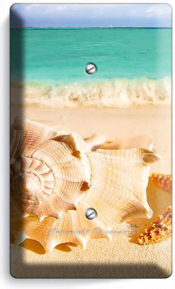 SEA SHELL STARFISH SANDY BEACH LIGHT SWITCH PLATE OUTLET BATHROOM ...
