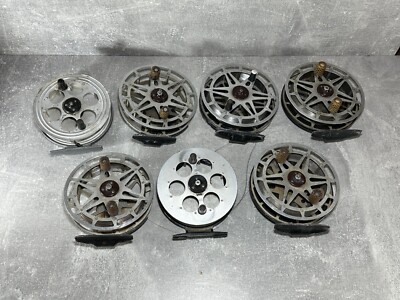 Set of 7 Vintage spinning reels NEVSKAYA fly fishing Aluminum large ...