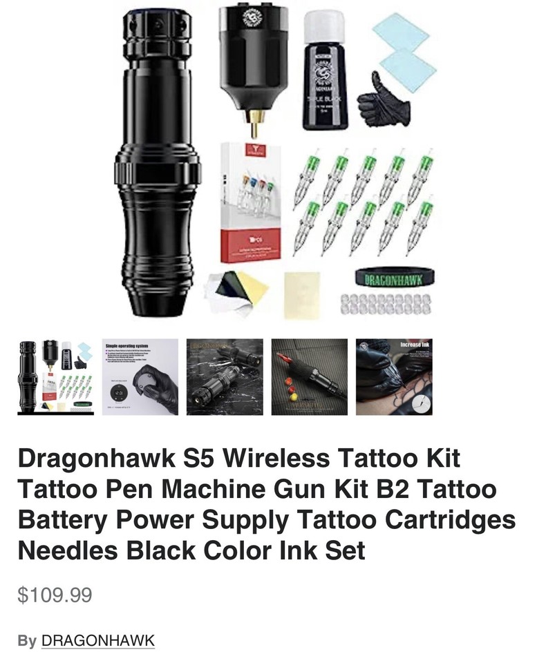 Dragonhawk Wireless Tattoo Kit Tattoo Pen Machine Gun Kit Set | eBay