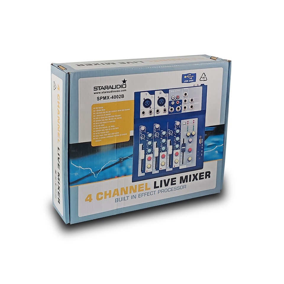 Pro 4-Channel Mini Mixer USB Audio Pure Mixer Live Studio Mixing ...