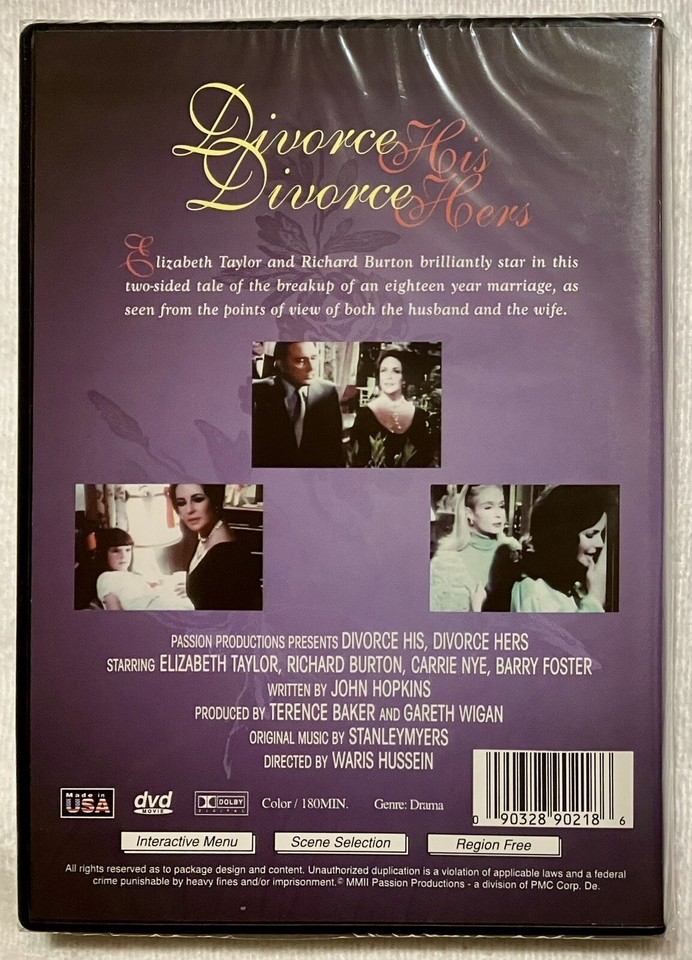 Divorce His, Divorce Hers (DVD) Elizabeth Taylor, Richard Burton, New ...