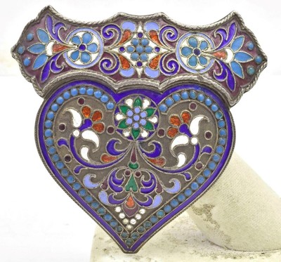 Antique pre 1900 - 88 Imperial Russian Silver Cloisonne" Large Pin ...
