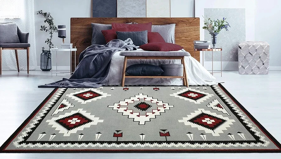 Southwestern Navajo Kilim Wool Rug Handwoven Native American Aztec Wool ...