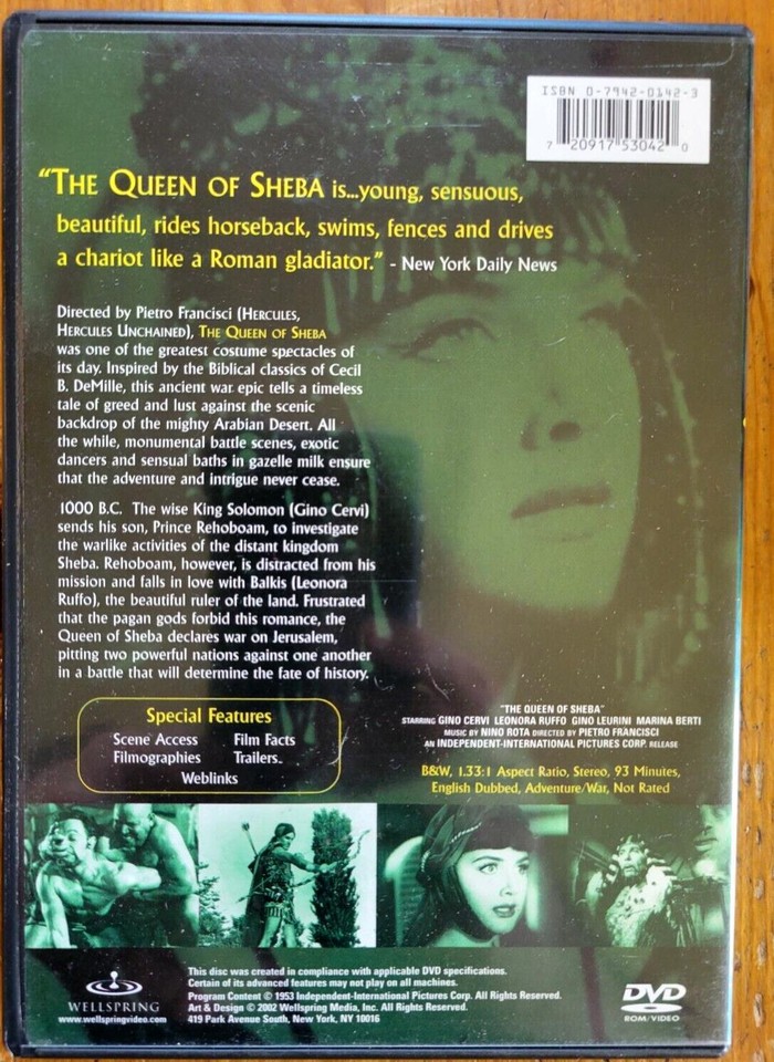 The Queen of Sheba (DVD) Pietro Francisci, Leonora Ruffo. Gino Cervi ...