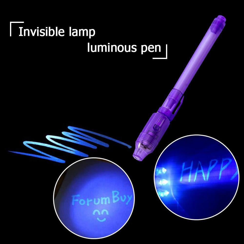 AU 2 in 1 Magic Luminous Light Pen UV Writing Invisible Ink Pen Kid Toy ...