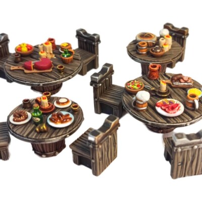 28mm Chairs Tables Dungeons & Dragons DnD D&D Furniture Tavern Library ...