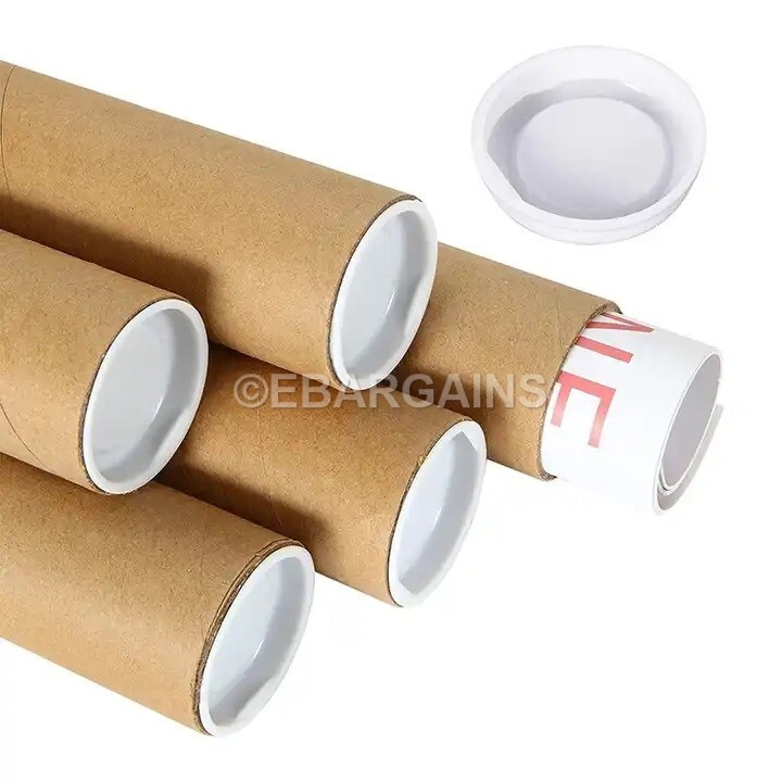 A3 Cardboard Mailing Tubes With End Caps 50x Brown A3 Cardboard Postal ...
