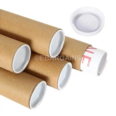 Cardboard Postal Tubes A0 A1 A2 A3 A4 / 50MM 76MM with End Caps Multi ...