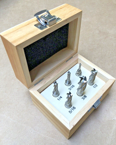 4 Flute End Mill Set 6 PC HSS 1/8"-1/2" x 3/8" High Speed Steel Milling ...