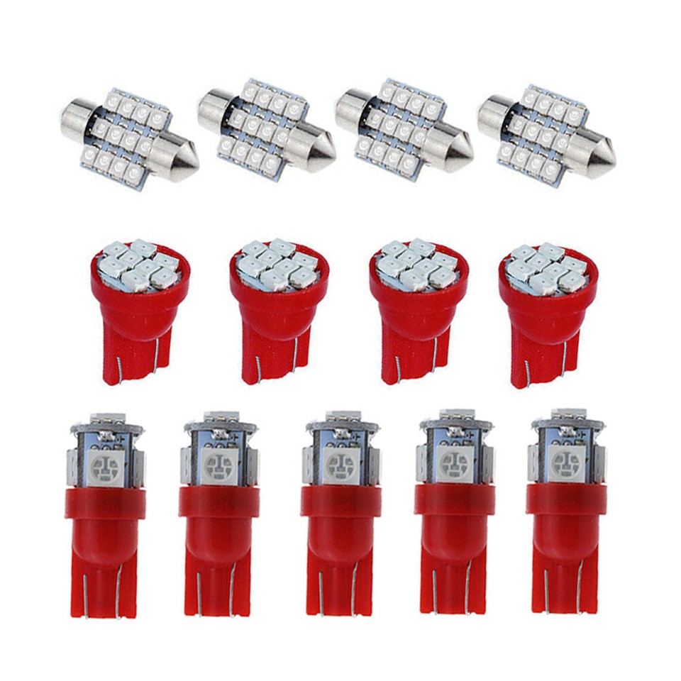 13X Combo Red LED Car Interior Inside Light Dome Map Door License Plate ...