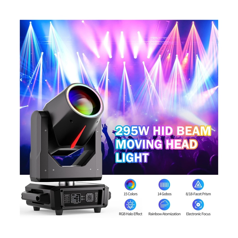 295W Moving Head Light,Zoom Beam Spotlight with 8+18 Prism/Rainbow ...