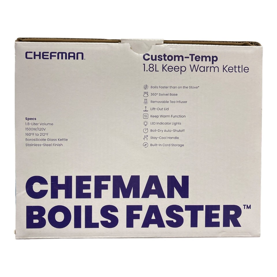 Chefman Custom-Temp 1.8L Electric Tea Kettle With Tea Infuser | eBay