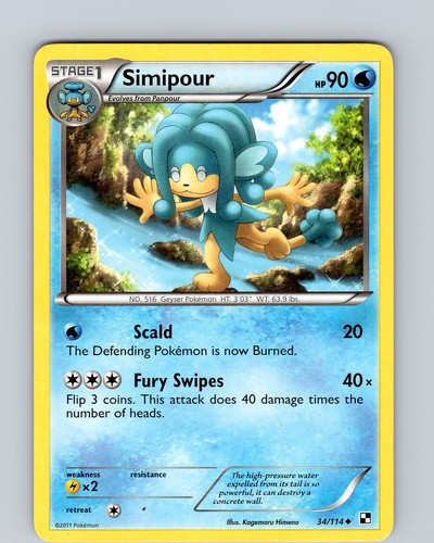 Pokemon TCG Simipour Black & White Base 34/114 Regular Uncommon Card LP ...