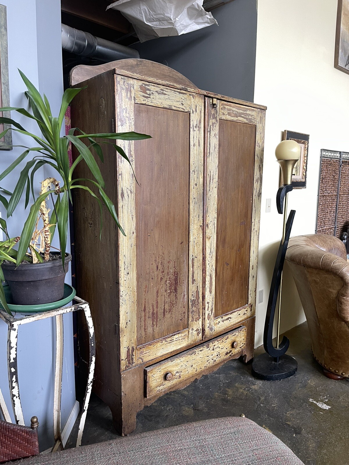 19th Century Dry Scrape Painted Vintage Cupboard | eBay