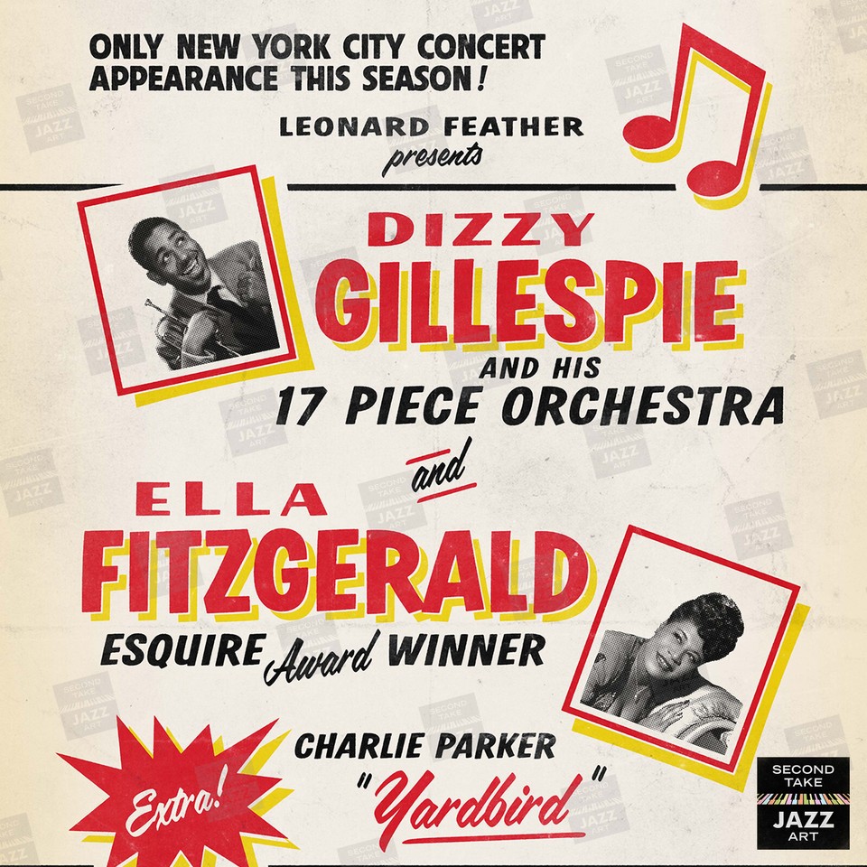 Dizzy Gillespie, Ella Fitzgerald, Charlie Parker poster - Carnegie Hall ...
