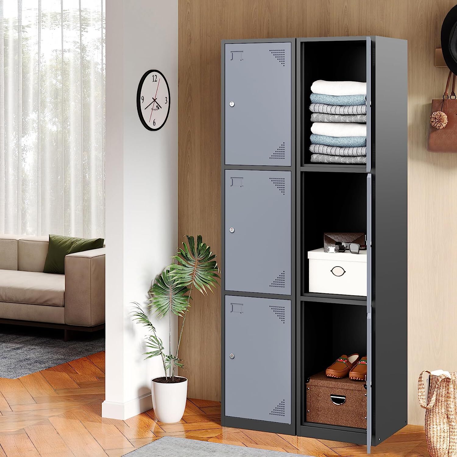 Metal Lockers Storage Cabinet 1-6 Doors Locker for Office School Gym ...