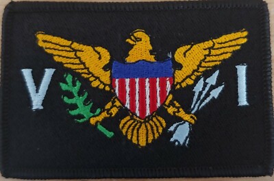 US Virgin Islands Flag Iron-On Sew Patch Morale Tactical Black Version ...