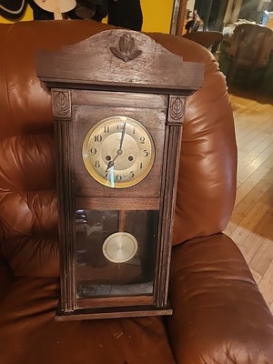 Vintage German Box Clock PENDULUM WALL CLOCK Chiming Unknown Maker Not ...