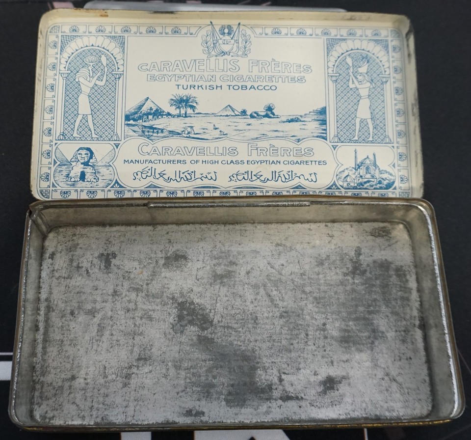 GREECE EGYPT- Caravellis Freres - 50 Cigarette vintage Tin box | eBay