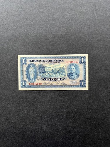 Columbia Banknote 1953 1 Peso #398a XF Circulated | eBay