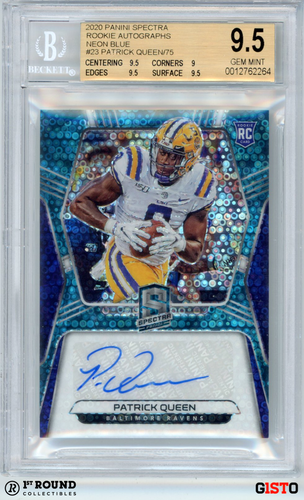 POP 1: Patrick Queen BGS 9.5 w 10 Auto: 2020 Panini Spectra Neon Blue ...