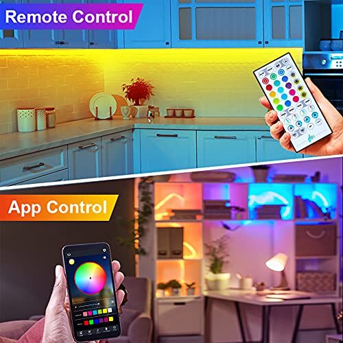 8 PCS RGB under Cabinet Lighting Kit App and Remote Control Led Strip ...